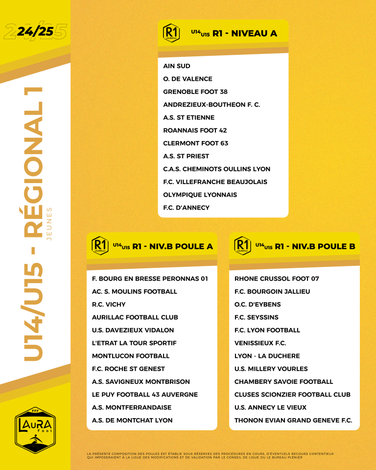Composition Poules U14/U15 – 2024/2025 – Ligue Auvergne-Rhône-Alpes de ...